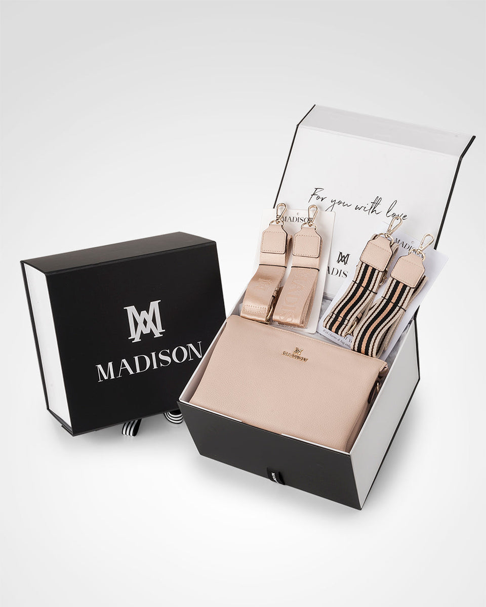Madison Avery Stripe "Wear it 3 Ways" Handbag & Bag Straps Giftbox ...