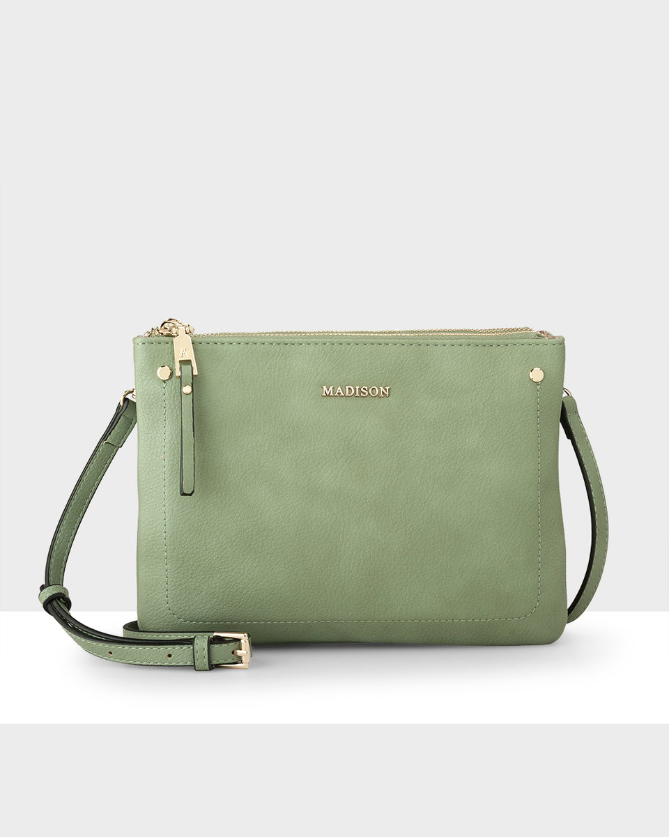 Madison Charlotte Double Zip Crossbody Bag - Black – Madison Accessories