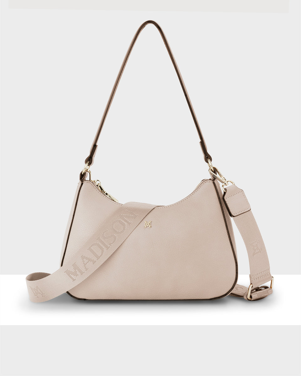 Madison Jo Convertible Small Hobo Shoulder Bag With Monogram Crossbody